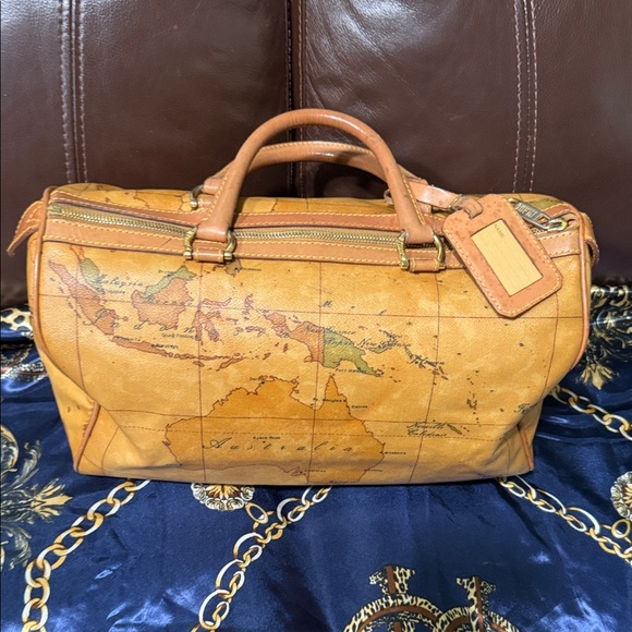 Alviero Martini | Bags | Vintage Alviero Martini Map Print Tan Leather ...
